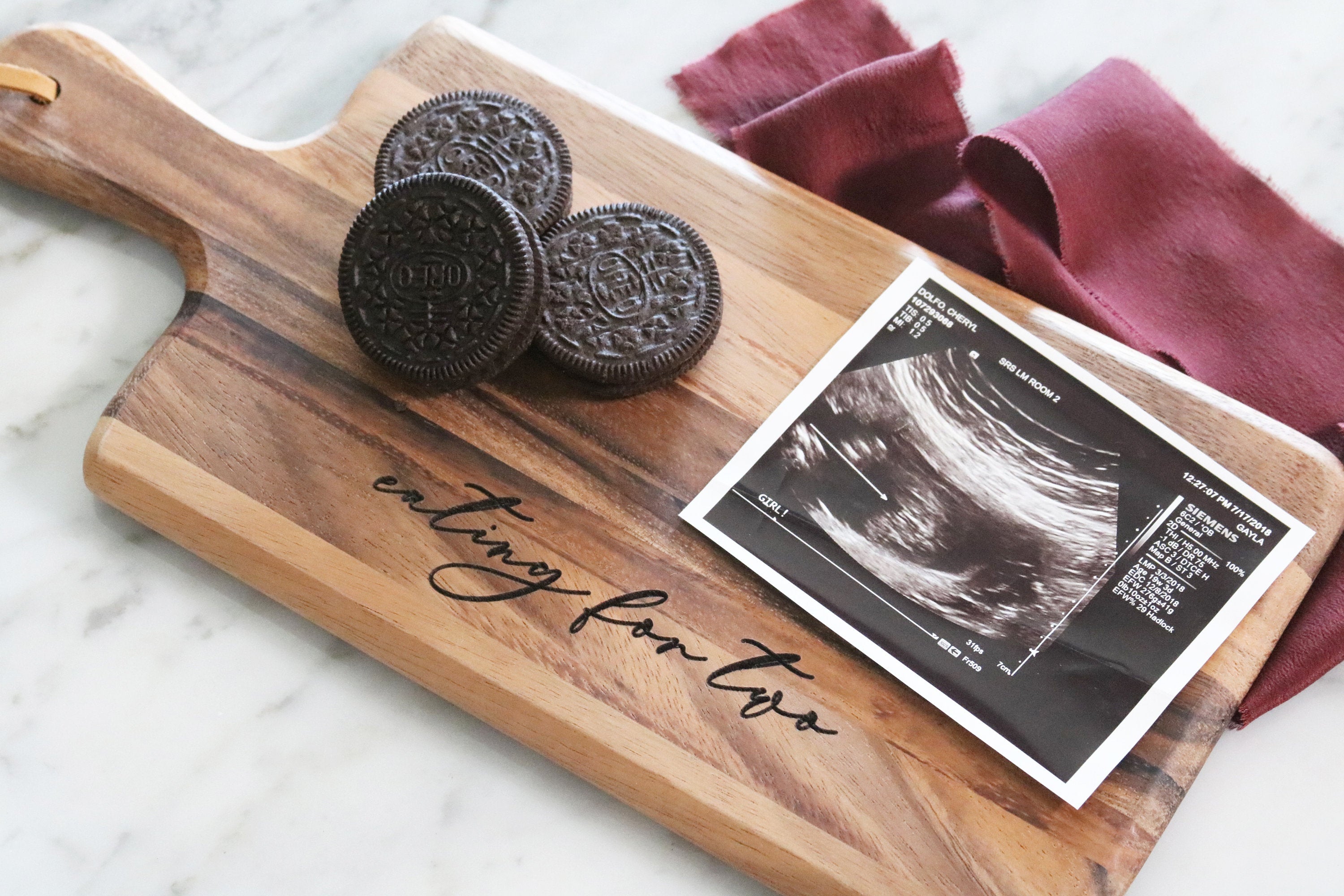 eating for two pregnancy announcement wood cutting board – Everthine ...